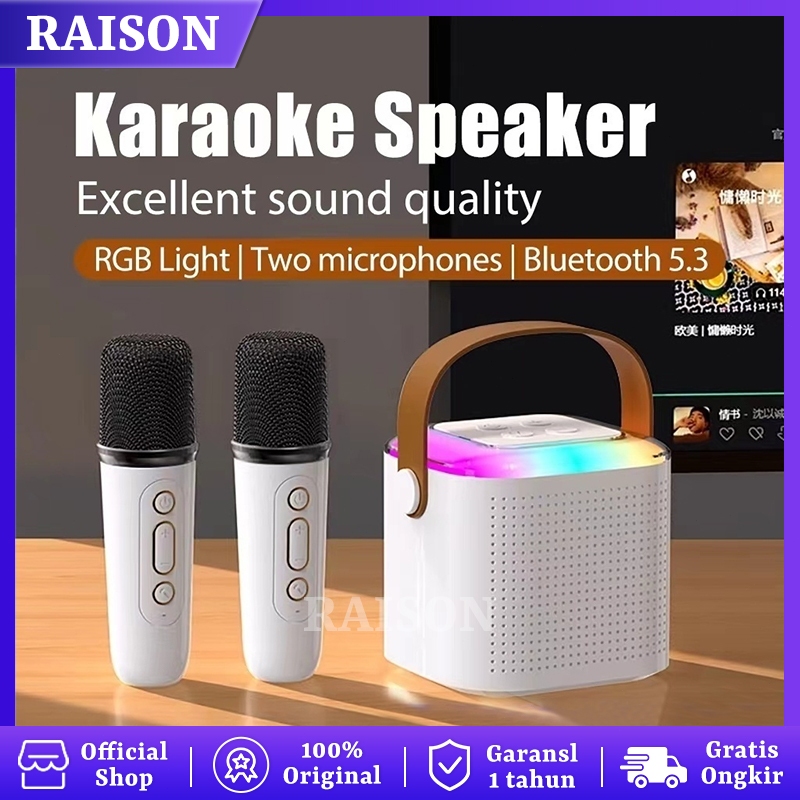 Jual [COD] Wireless Bluetooth Speaker With Karaoke 2 Mic 1 Set Salon ...