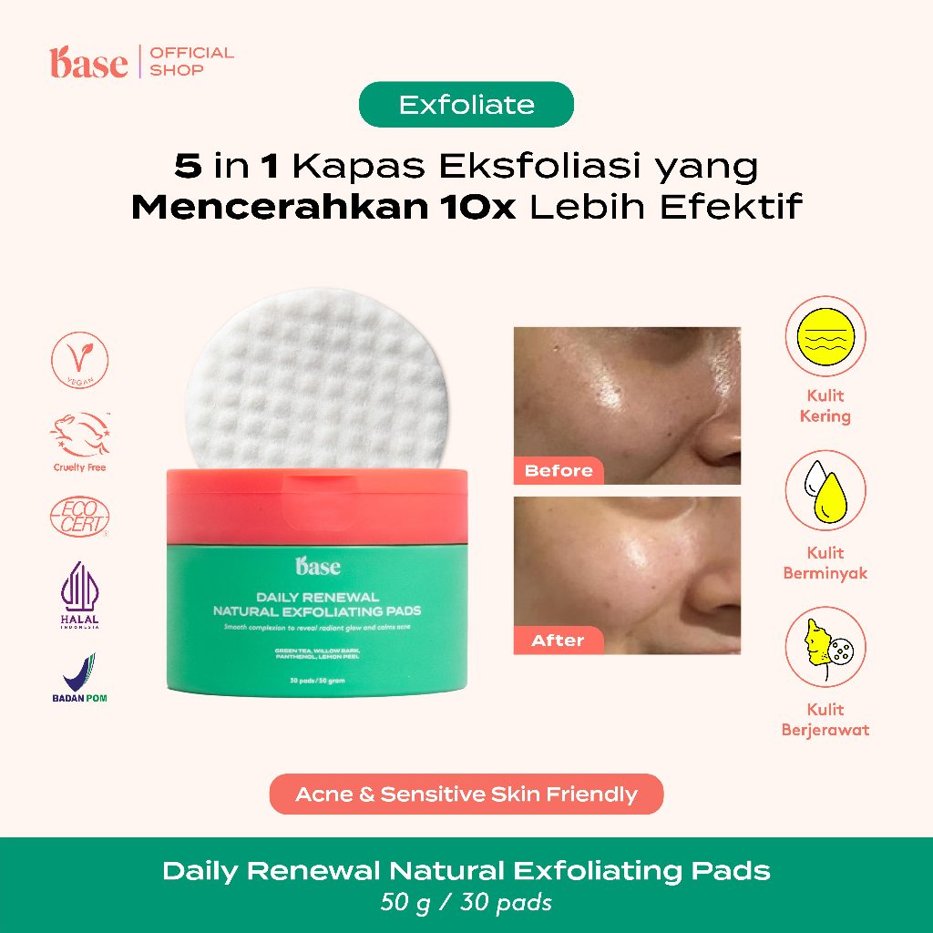 Jual BASE Daily Renewal Natural Exfoliating Pads Mengangkat Kotoran ...
