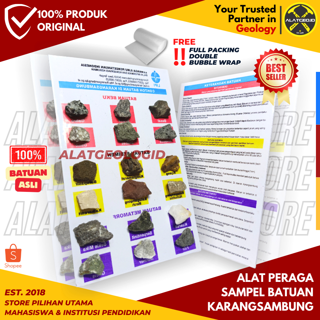 Jual Peraga batuan komparator geologi sampel batuan beku sedimen ...