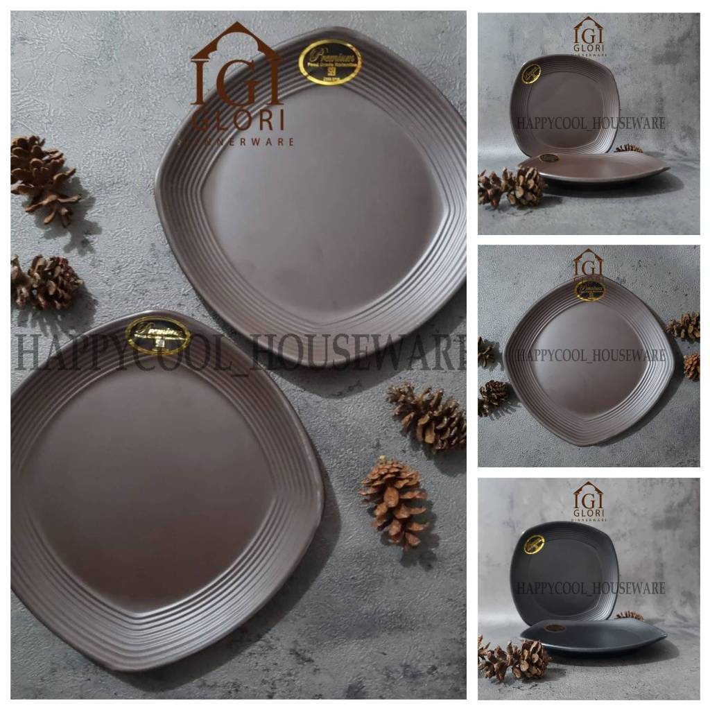 Jual GLORI 1pcs Premium Melamin Piring 23x23x2,5cm Piring Ulir 23cm ...