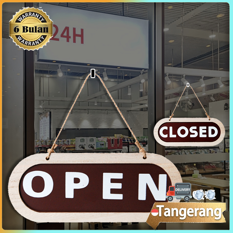 Jual Papan Open Close Bolak Balik Estetik 10x24 cm Kayu Sign Open Close ...