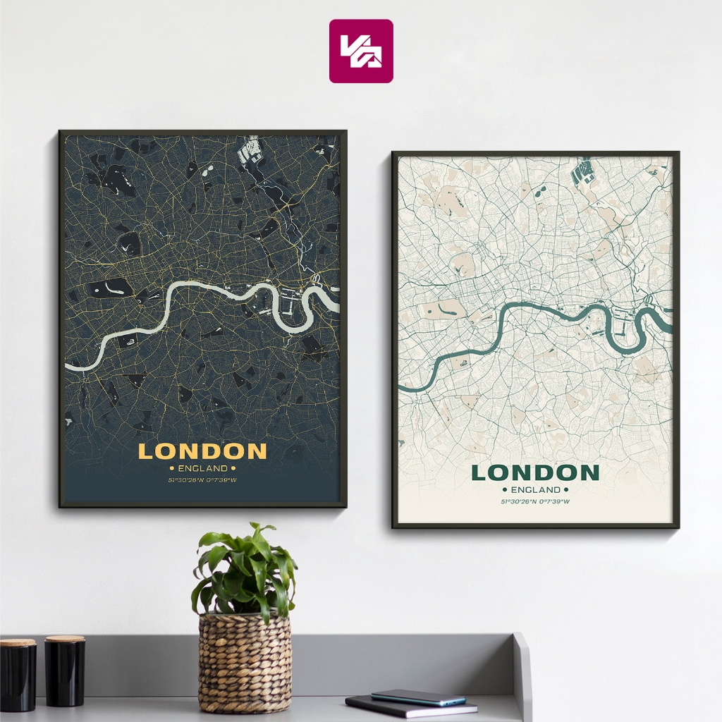 Jual Poster Peta London - City Map Poster | Frameblock ukuran 30x40 cm ...