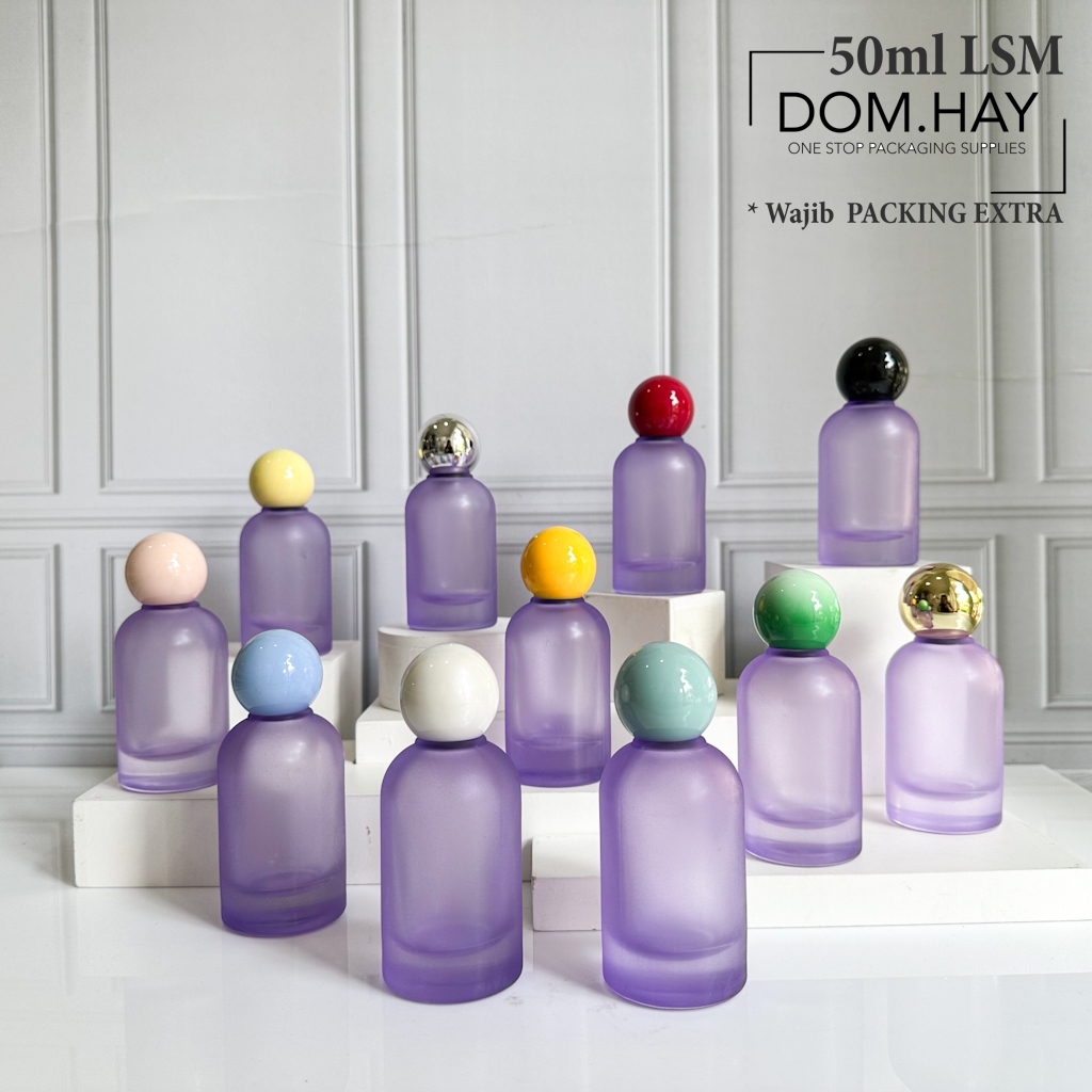 Jual 50ml LSM Ungu Frosted Bola Botol Parfum Semi Press Kaca Parfume ...