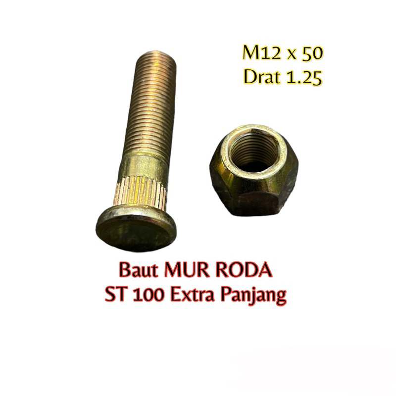 Jual BAUT MUR RODA M12x50 Drat 1.25 ST100 Extra Panjang Carry Suzuki ...
