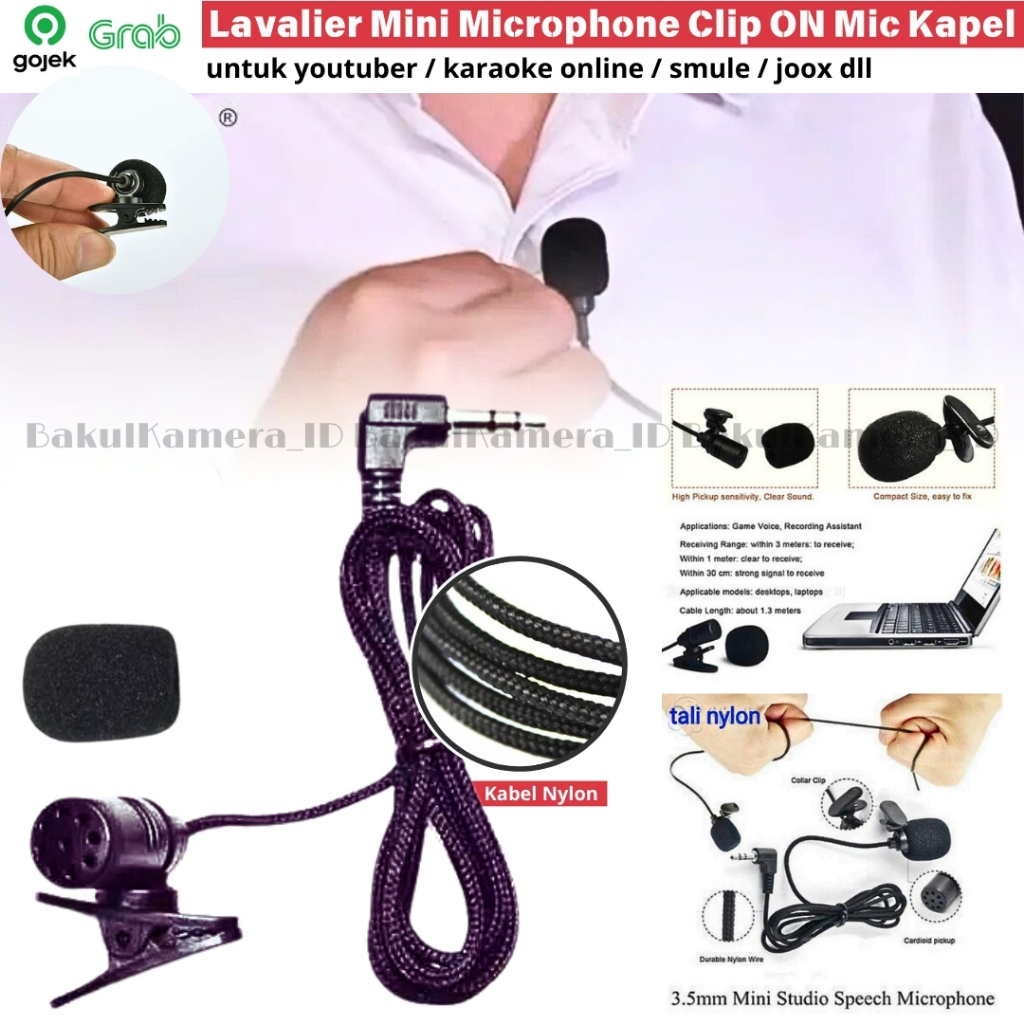 Jual Microphone Clip On / Mic 3.5mm + Audio Splitter U Shape 2in1 Mic ...