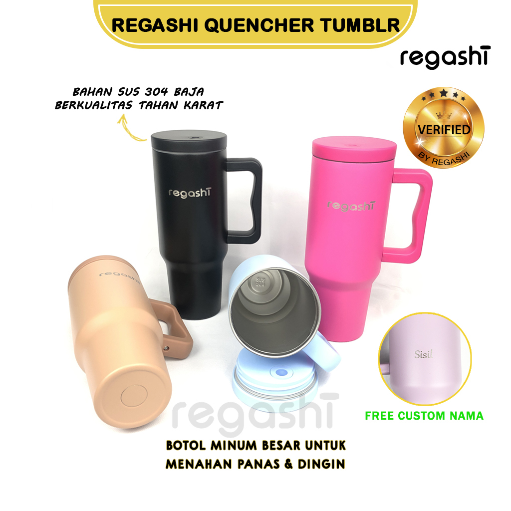 Jual [ Custom Nama ] Regashi Quencher Tumbler | Tumbler Air Panas dan Dingin Stainless Steel ...