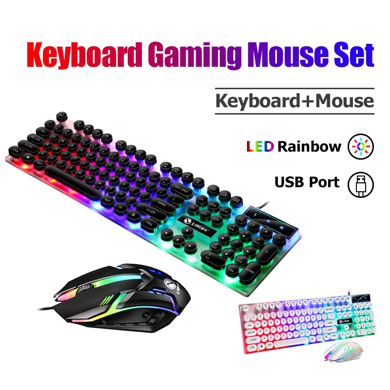 Jual keyboard gaming and mouse set LED RGB combo keyboard mechanical ...