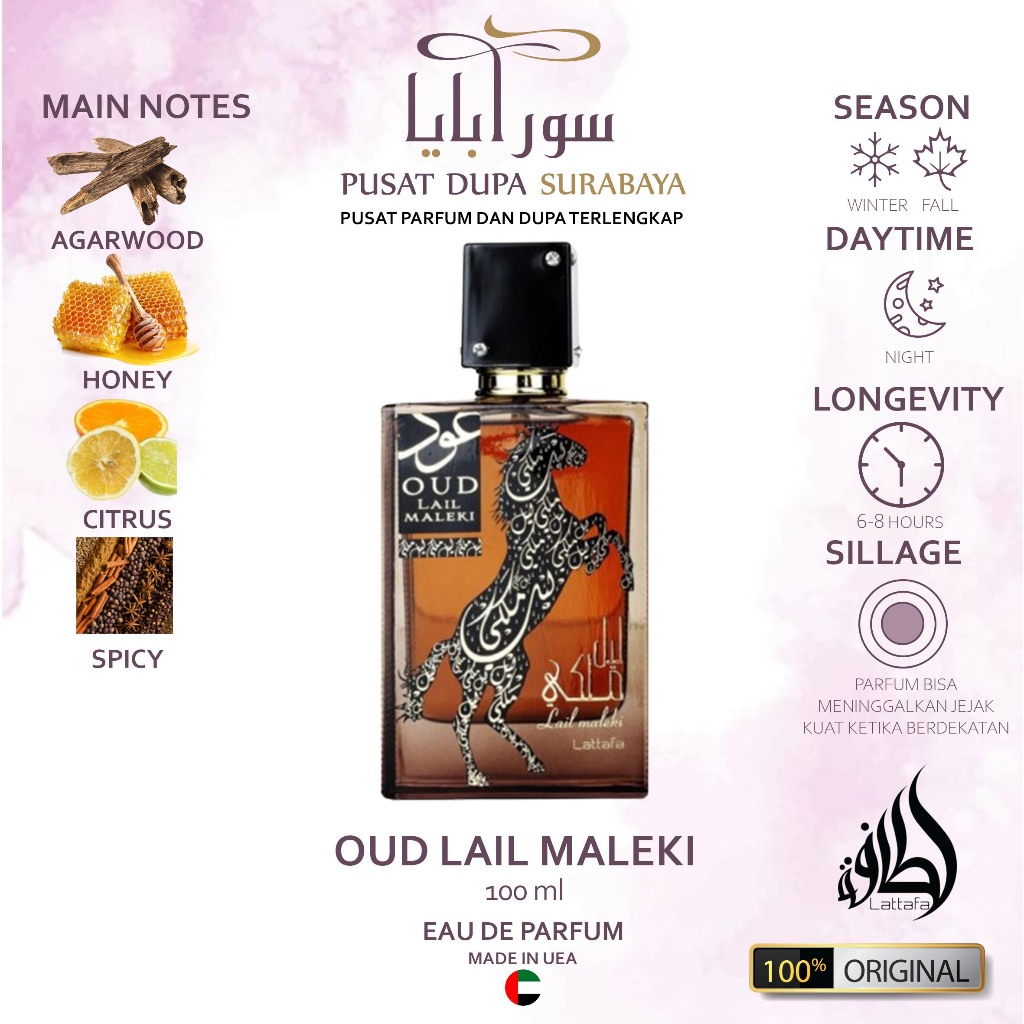 Jual Parfum Asli Arab Original Premium Lattafa/Dubai/Oud Lail Maleki ...