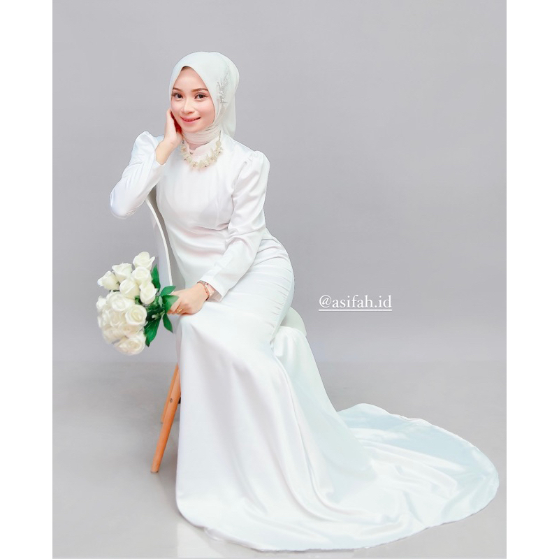 Jual DRESS PREWEDDING EKOR PANJANG 002 BY ASIFAH | Shopee Indonesia