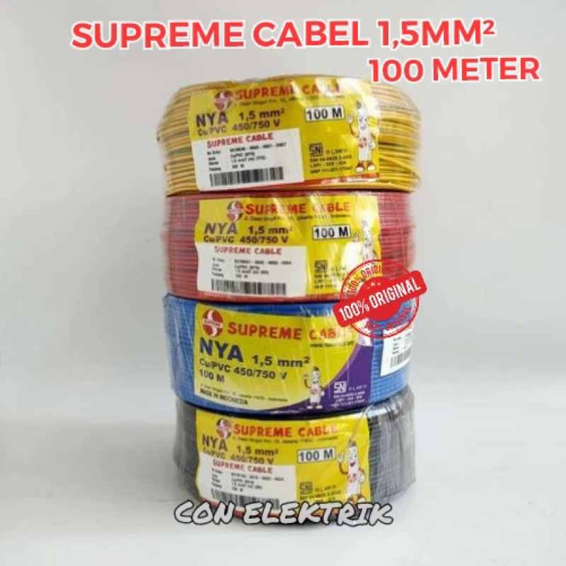 Jual Kabel NYA SUPREME 1x1.5 1.5MM 1,5 MM 100MTR 100 MTR SUPREME KAWAT TUNGGAL 100METER 100 ...