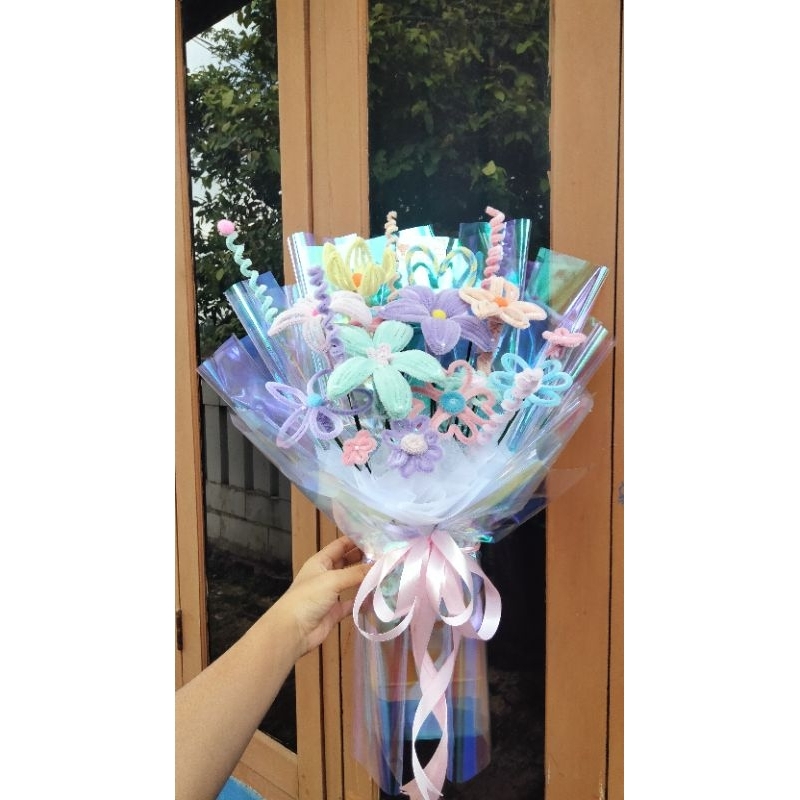 Jual buket kawat bulu/buket lucu/buket wisuda/buket hadiah/buket ...