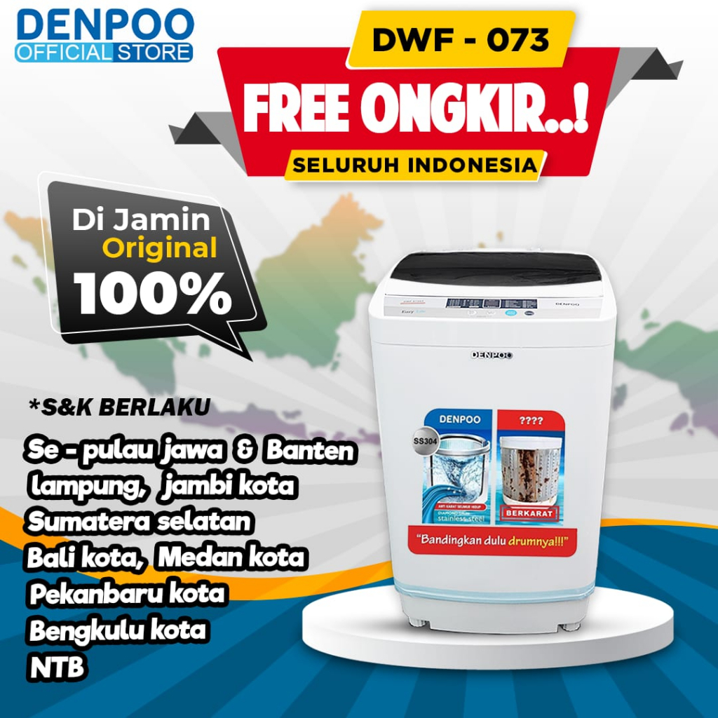 Jual Denpoo Mesin Cuci 1 Tabung Anti Karat 7 Kg DWF 073 HT | Shopee Indonesia