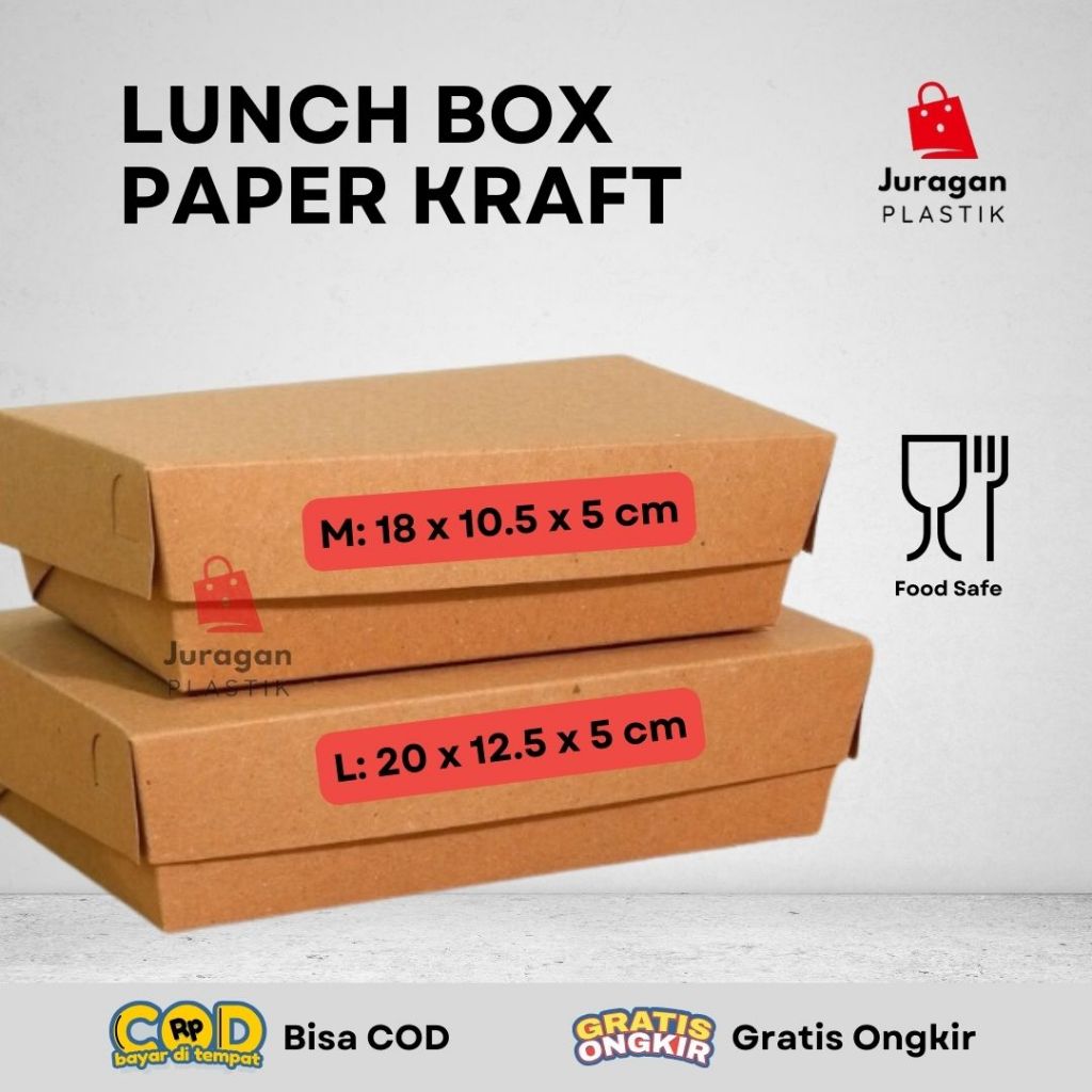 Jual Paper Lunch Box isi 25 Pcs / Lunch Box / Lunch Box M / Lunch Box L / Kotak Makan Kertas ...