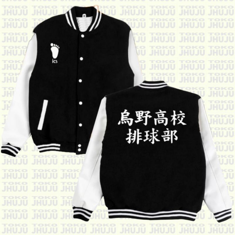 Jual Jaket Varsity Sablon Anime Haikyuu Ics Logo Kanan Kanji Karasuno ...