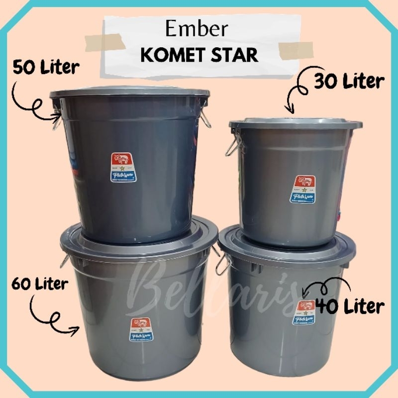 Jual EMBER PLASTIK ukuran 30-40-50-60 Liter SILVER KOMET STAR | Shopee Indonesia