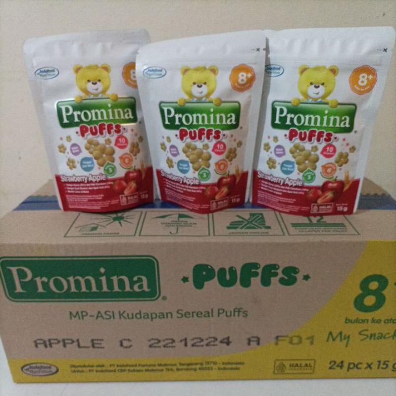 Jual promina puffs 15gr rasa strawberry apel stroberi / 1 dus / 24 pcs ...