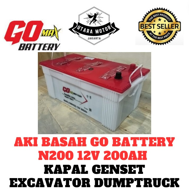 Jual GO BATTERY Aki Basah N200 12V 200Ah Kapal Genset Excavator Dump Truck | Shopee Indonesia