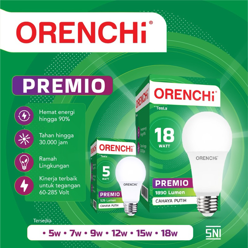 Jual Lampu LED A Bulb ORENCHI PREMIO 5W 7W 9W 12W 15W 18W 23W 28W / Lampu Bohlam LED Orenchi ...