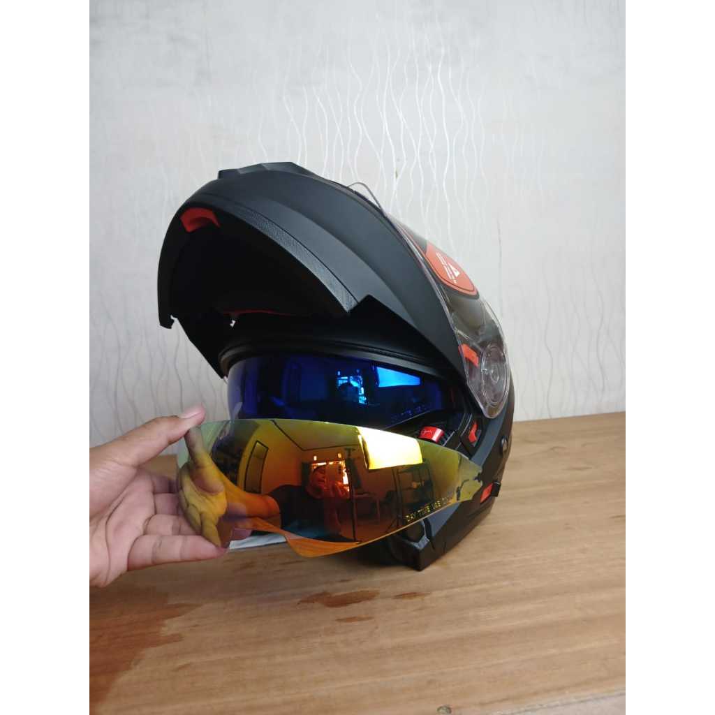 Jual Helm Snail Modular Double Visor M1 Hitam doff | Shopee Indonesia