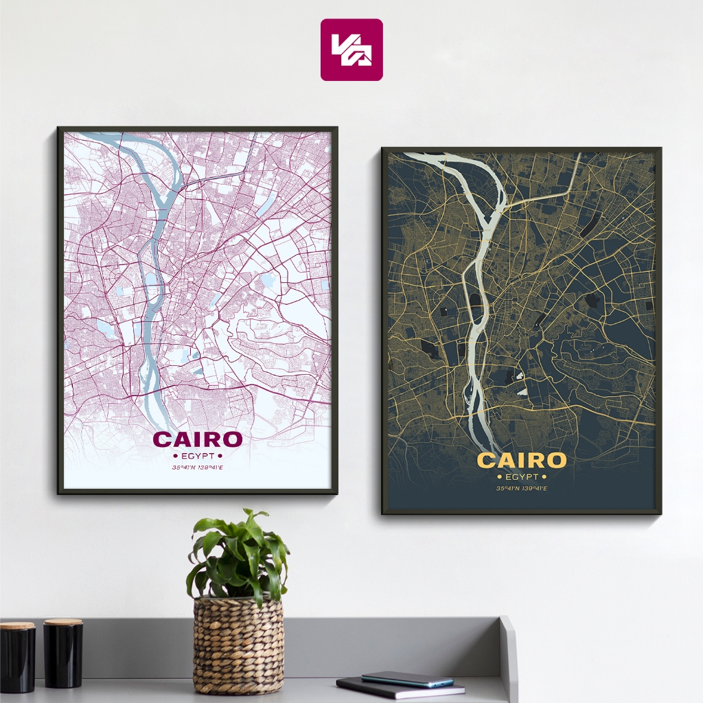 Jual Cairo City Map Poster Peta Kairo | Frameblock ukuran 30x40 cm ...