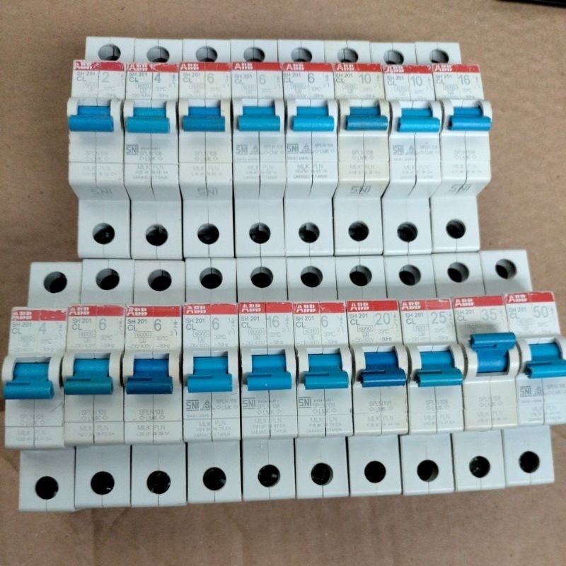 Jual MCB ABB PLN SH201 CL2,CL4,CL6,CL10,CL16,CL20,CL25,CL35,CL50,milik ...
