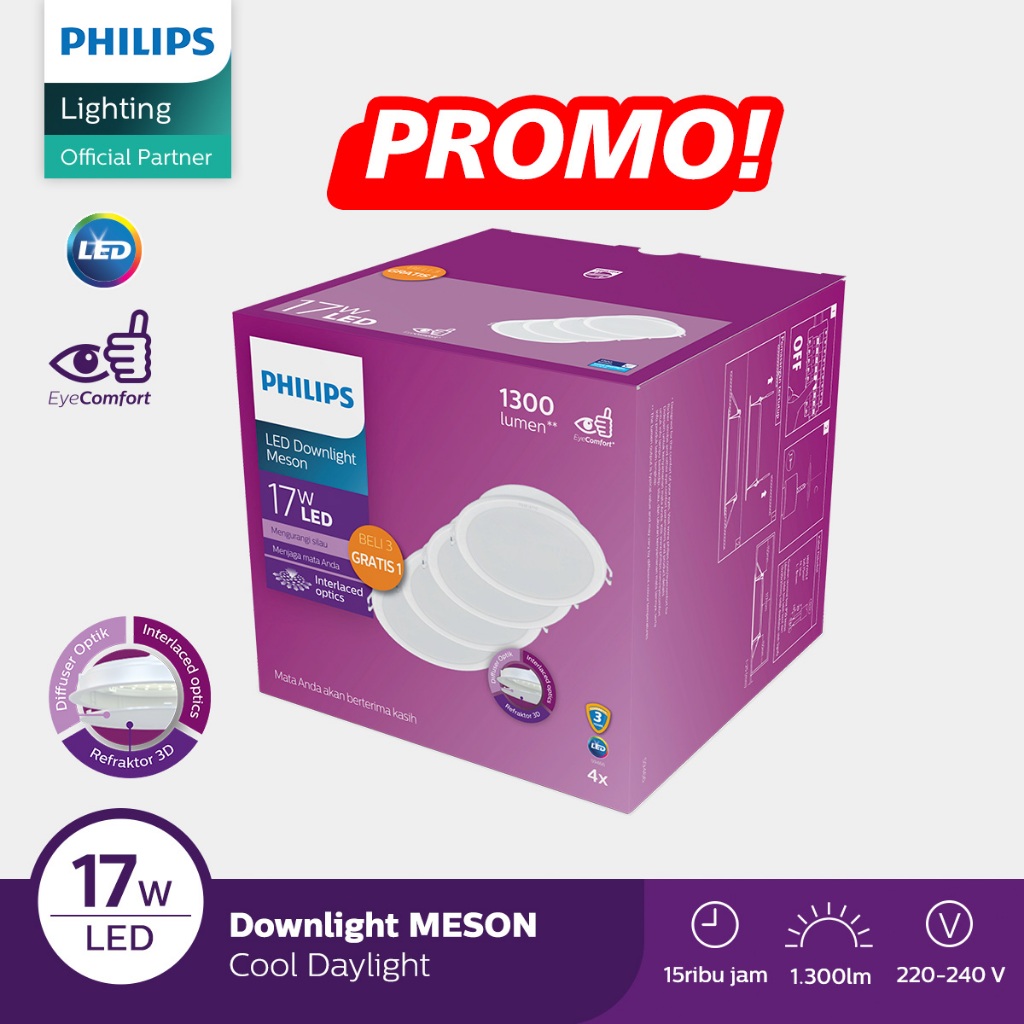 Jual Lampu Philips Downlight 59466 Meson Multipack D150 17W 65K G5 Cahaya Putih | Shopee Indonesia