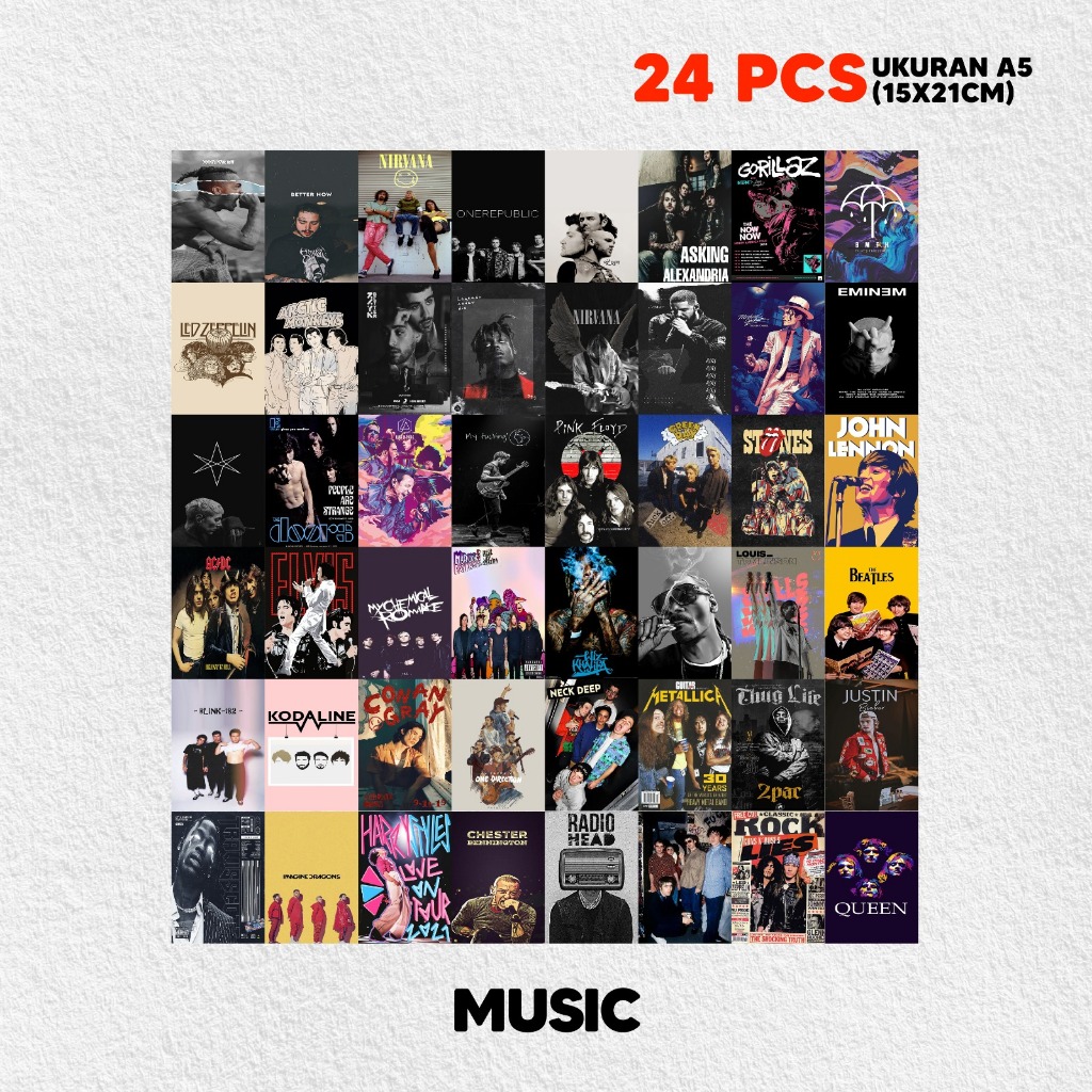Jual (48 PCS) Poster Dinding Bundle Music Isi 48 | Poster Dinding ...