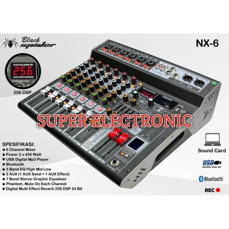 Jual Power Mixer Black Spider BS NX 6 Original 6 Channel Garansi Resmi ...