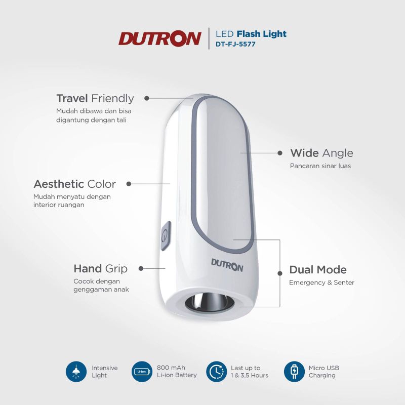 Jual lampu darurat emergency lamp dutron 5577 plus senter | Shopee ...
