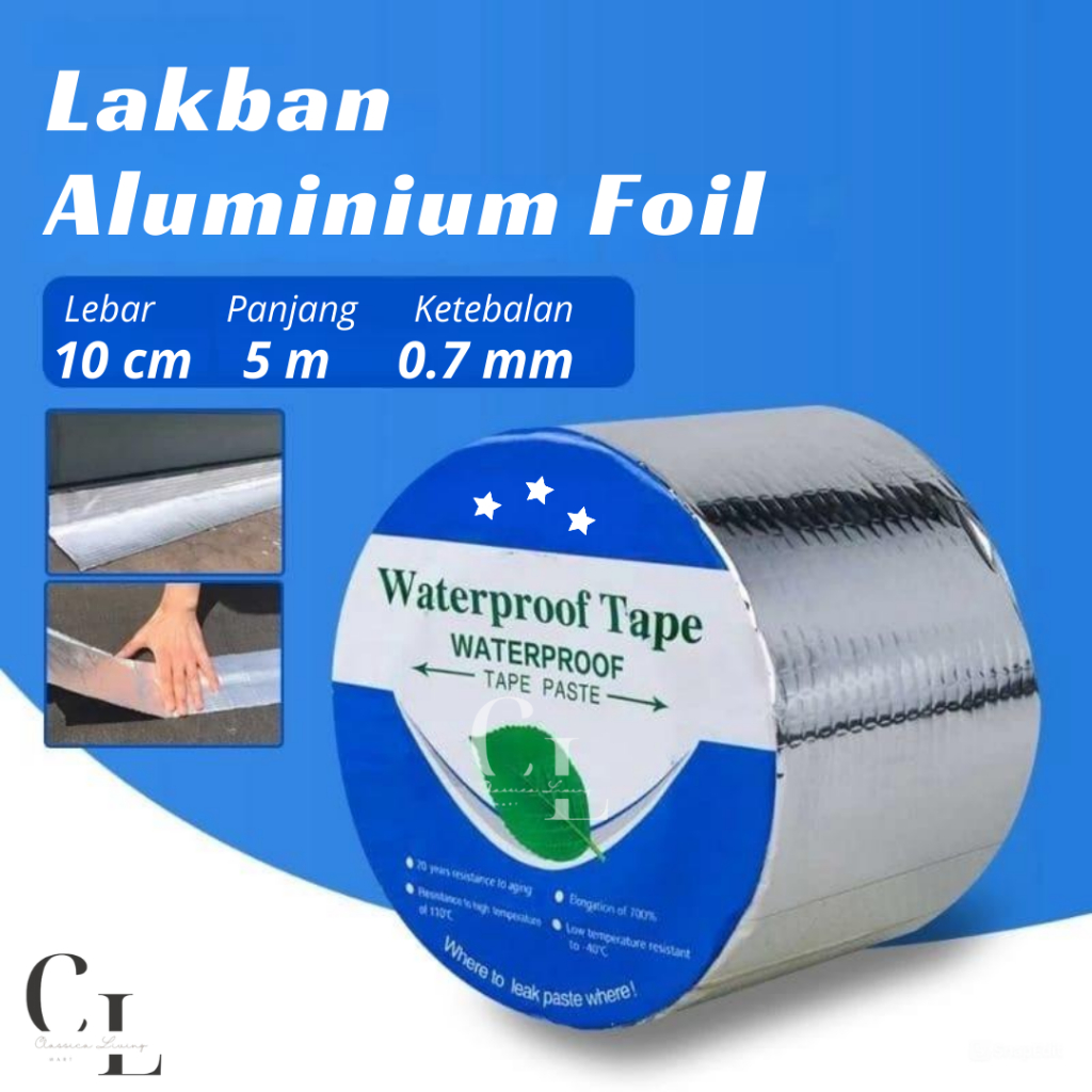 Jual [CLM] LAKBAN ANTI BOCOR ALUMINIUM FOIL WATERPROOF TAPE ANTI BOCOR TAHAN AIR DAN SUHU TINGGI ...