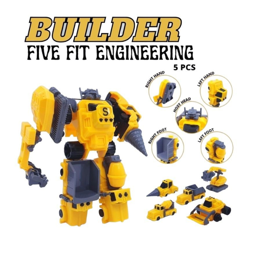 Jual Mainan Anak Robot Transformers Builder Fire Fit Engineering 5 in 1 ...