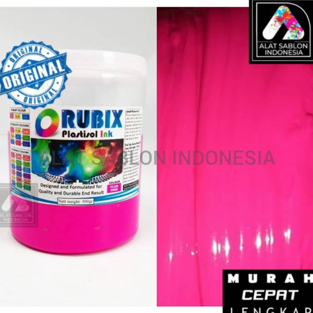 Jual KODE O58H TINTA SABLON PLASTISOL RUBIX PINK STABILO FLO PINK 5GR ...