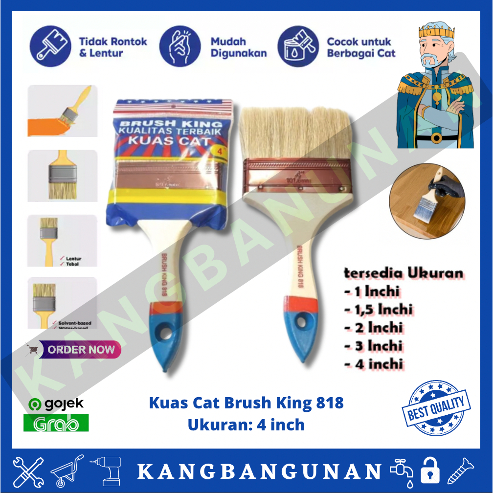Jual Kuas cat 4" (Inch) Brush king 818 / Kuas cat tembok Berkualitas ...