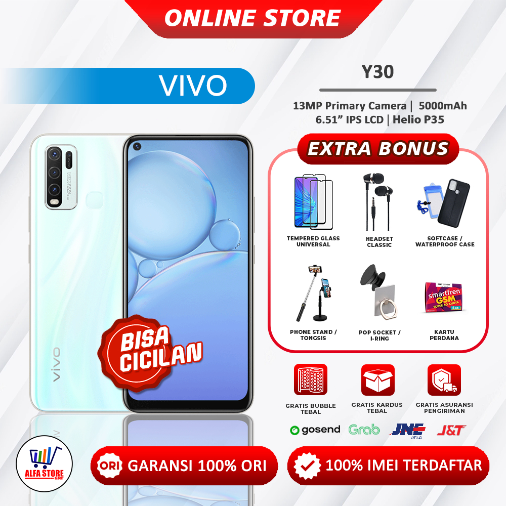 Jual [SALE]Vivo Y30 RAM 4/128 Battrey 5000 Mah,Ultra O Screen,Quad Camera | Shopee Indonesia
