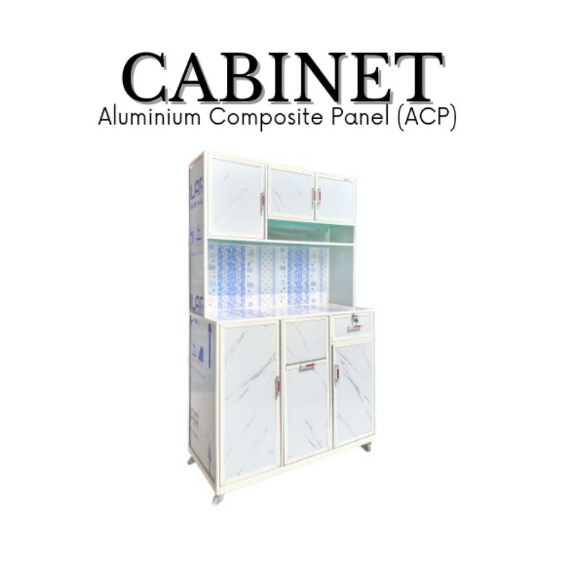 Jual Kitchen set Lemari Dapur Rak Piring 3P Aluminium Putih Roda ACP ...