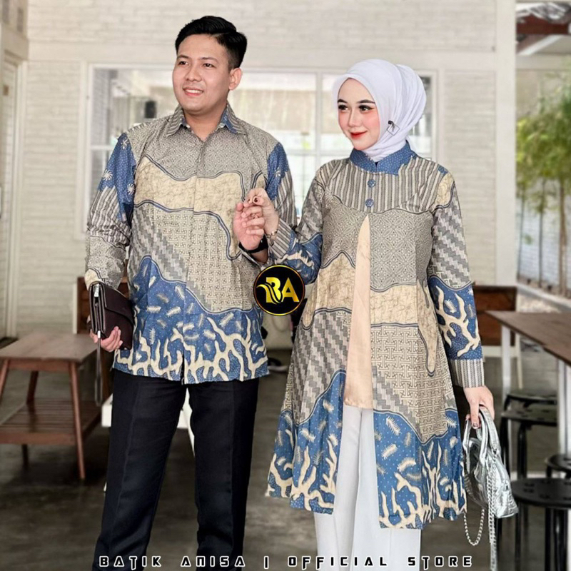Jual Batik Tunik Couple Modern Set Pakaian Couple Kemeja Batik Pria ...