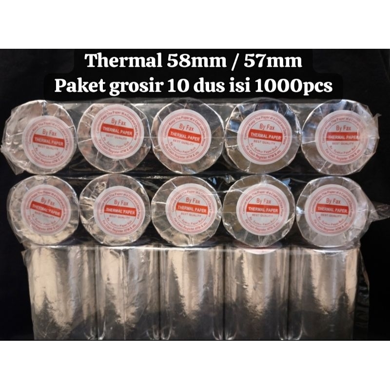 Jual Kertas kasir thermal 58x40mm paket grosir 1000 Roll ( 10 Dus ...