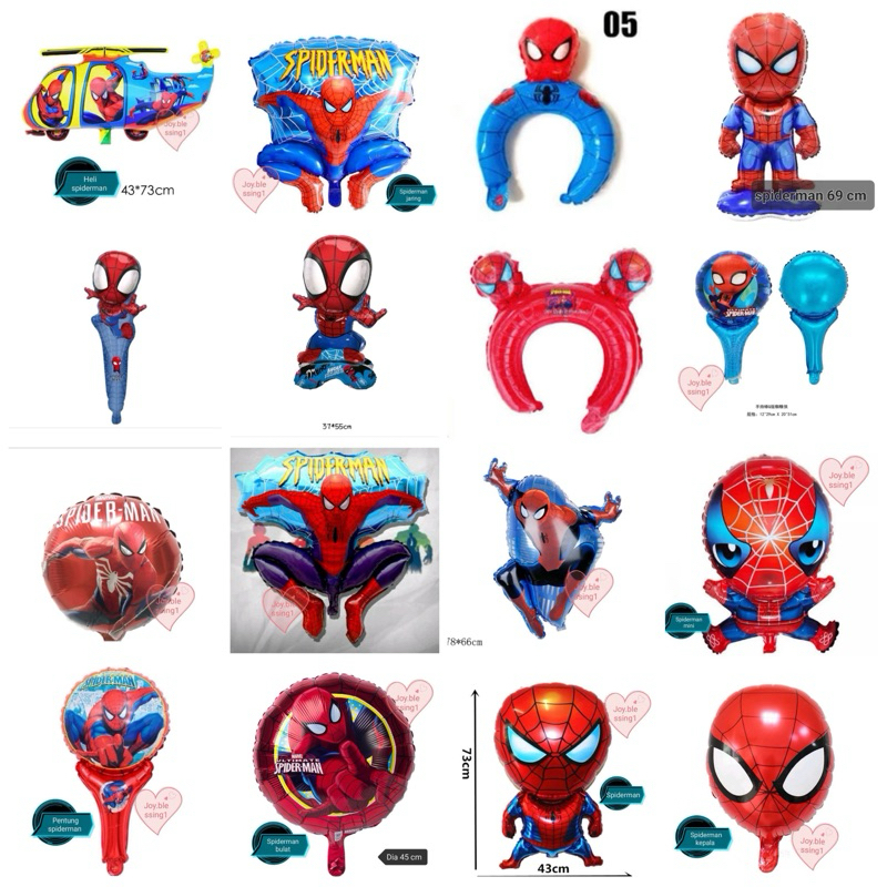 Jual BALON FOIL MARVEL SPIDERMAN merah hitam biru/bando spiderman ...