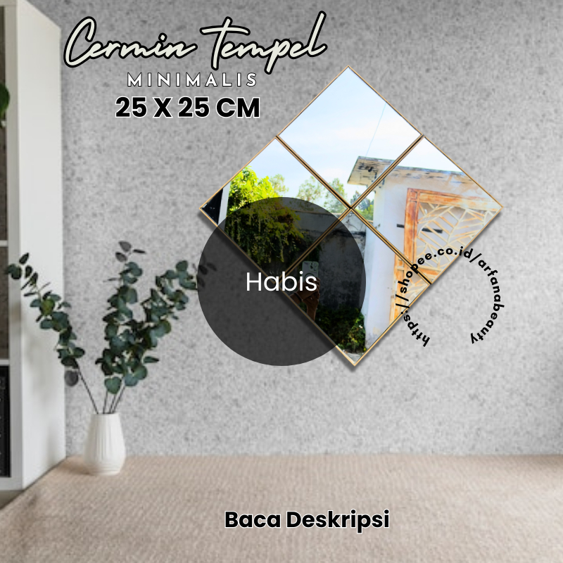Jual Cermin Tempel Persegi 25X25 + Bingkai Aesthetic Dinding Dekorasi ...