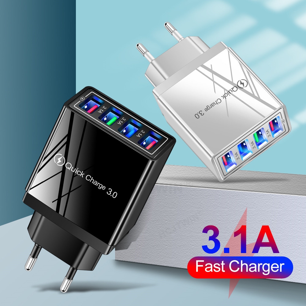 Jual Adapter Charger 5V 3.1A 4 Port USB Quick Charging Fast Charging ...