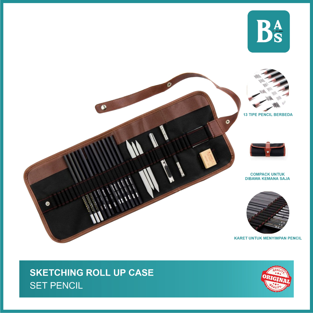 Jual Bali Art Supplies - Sketching Roll Up Case Set - 100% Original ...
