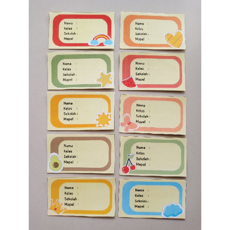 Jual [isi 12 biji mix] label nama buku tulis LKS stiker nama buku label ...