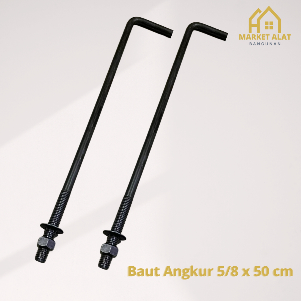 Jual Baut Angkur L Hitam 5/8" x 50 cm (16 mm x 50 cm) + Mur + Ring ...