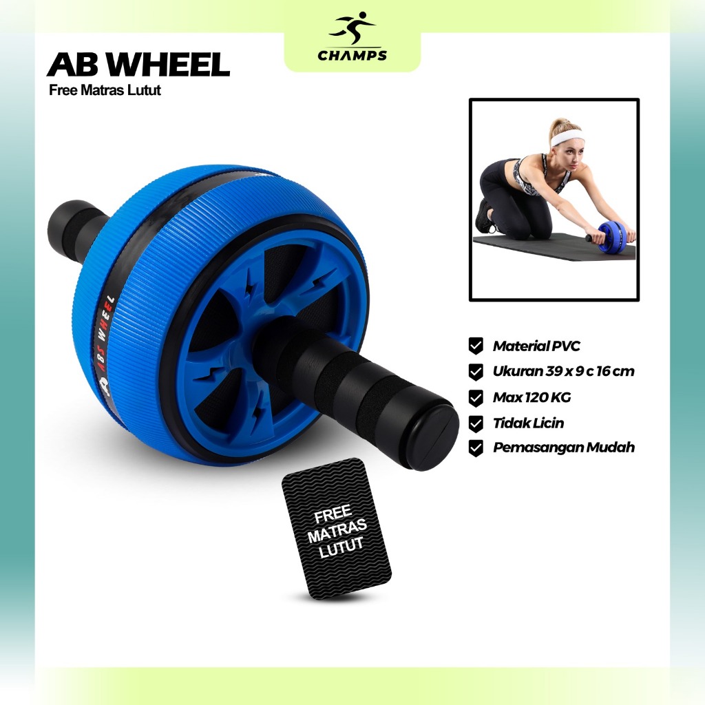 Jual CHAMPS AB Roller Slide Double Wheel Ab Roller Abdominal Roller ...