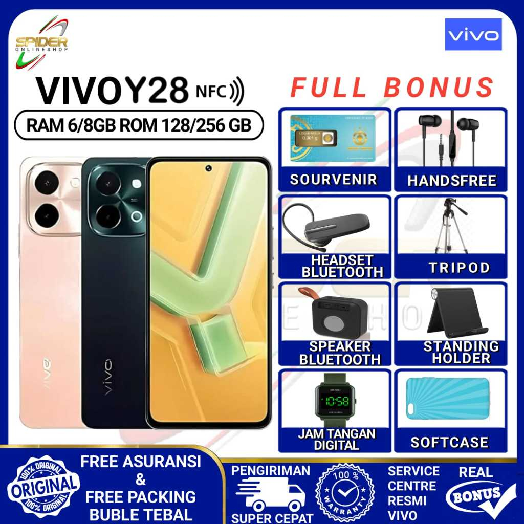 Jual VIVO Y28 4G NFC RAM 6/8GB ROM 128/256GB GARANSI RESMI VIVO | Shopee Indonesia