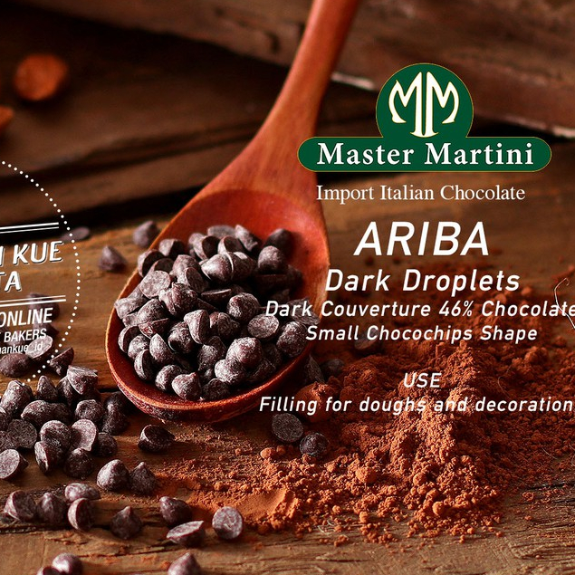 Jual Master Martini Ariba 46% 100gr Bitter Drops Chocochip Chocolate ...