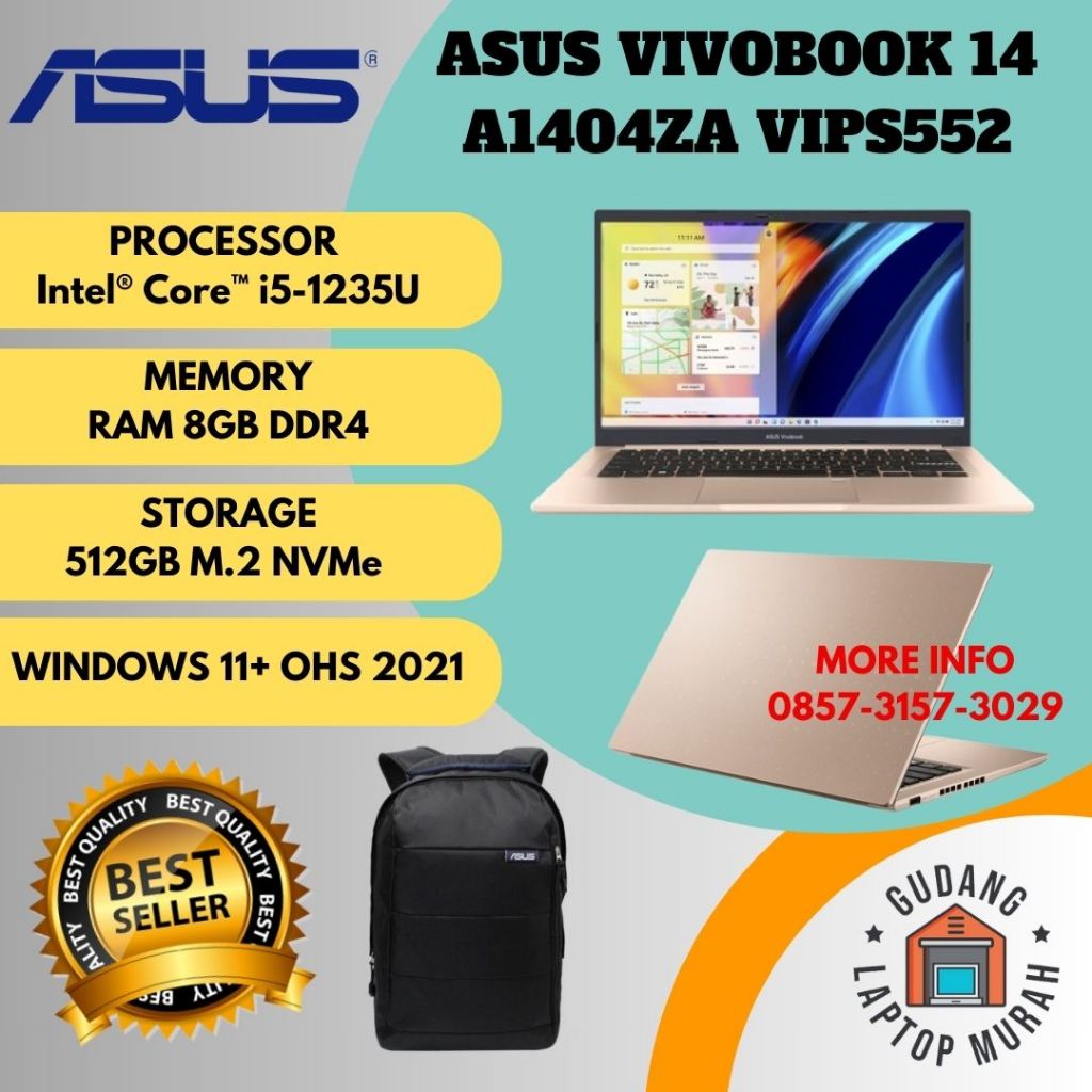 Jual ASUS VIVOBOOK 14 A1404ZA VIPS552 VIPS553 CORE i5-1235U 8GB 512GB ...