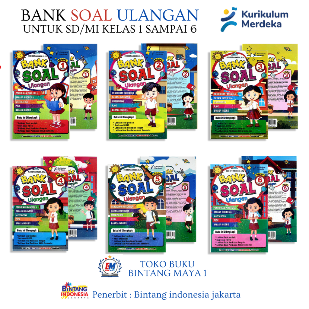 Jual Bank Soal Ulangan Kurikulum Merdeka Kelas 1 s/d 6 SD/MI - Bintang Indonesia | Shopee Indonesia