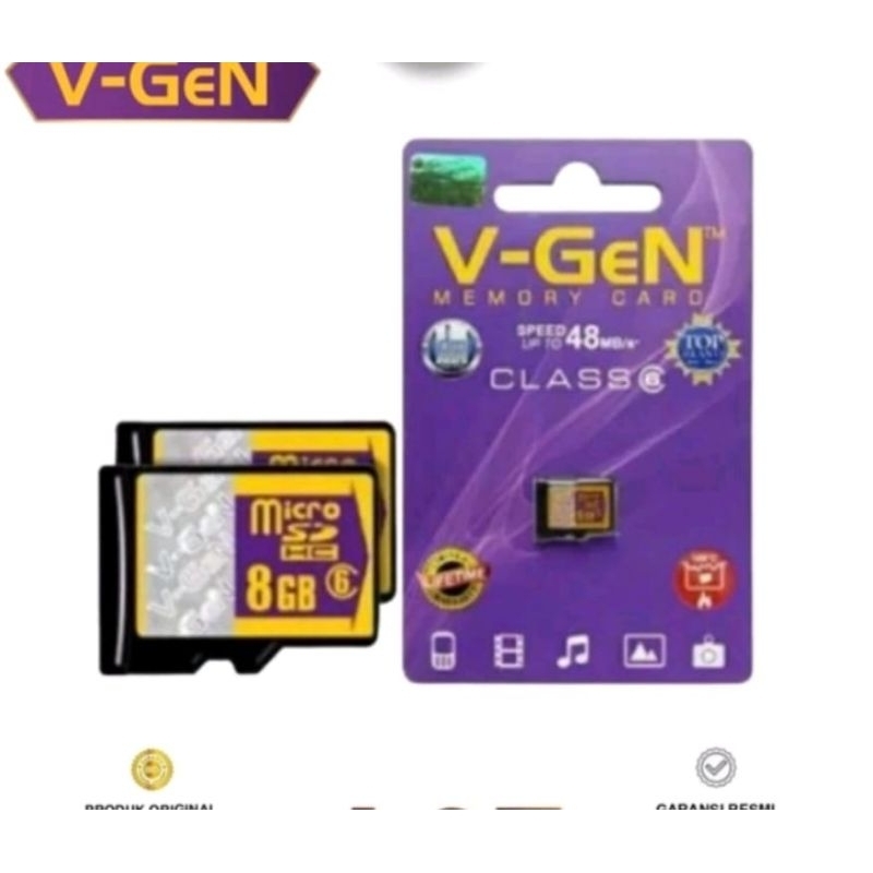 Jual Kartu Memory Vgen 8GB Mmc Micro SD Class 6 Original 100% | Shopee ...
