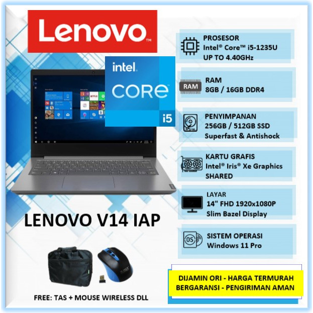 Jual Laptop Coding Kuliah Lenovo V14 G3 Intel Core i5 Gen12 Ram 8GB Ssd 512 GB Win 11 | Shopee ...